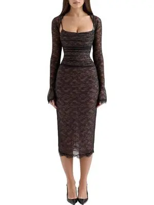House Of Cb Gaia Lace Midi Dress - Black