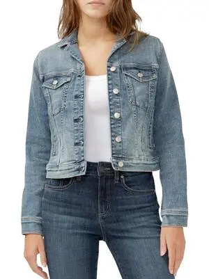 SILVER JEANS CO. Fitted Denim Trucker Jacket - Indigo