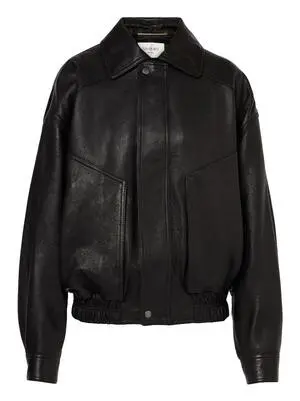 Saint Laurent Leather Bomber Jacket - Black