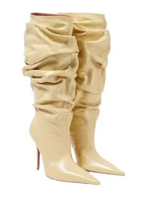 Amina Muaddi Anok 105 Leather Over-the-knee Boots - Yellow