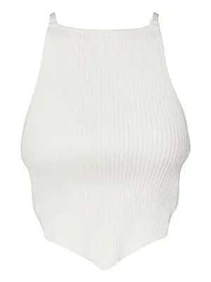 COURREGES Courrèges Ribbed-knit Cutout Tank Top - White