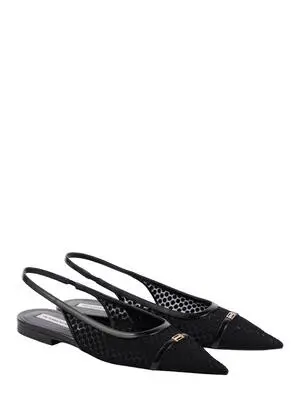 Victoria Beckham Leather-trimmed Mesh Slingback Flats - Black