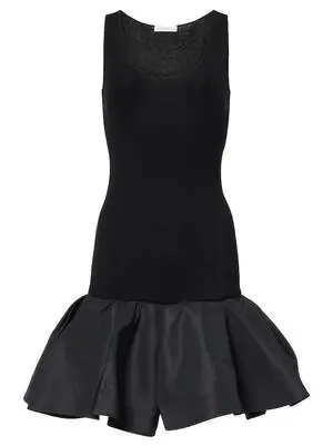 Nina Ricci Peplum Cotton-blend Midi Dress - Black