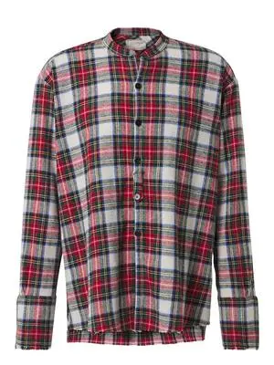 GREG LAUREN Plaid Cotton Shirt - Red
