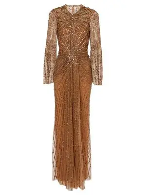 Jenny Packham Anja Embellished Gown - Metallic