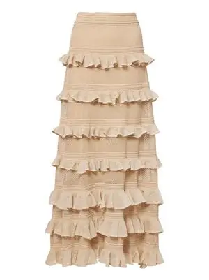 Zimmermann Illuminate Ruffled Tiered Maxi Skirt - Gold