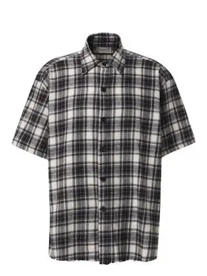 GREG LAUREN Plaid Cotton Shirt - Black