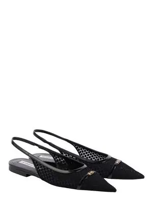 Victoria Beckham Leather-trimmed Mesh Slingback Flats - Black