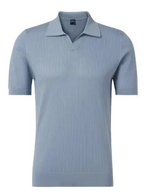 Fedeli Cotton Pique Polo Shirt - Blue