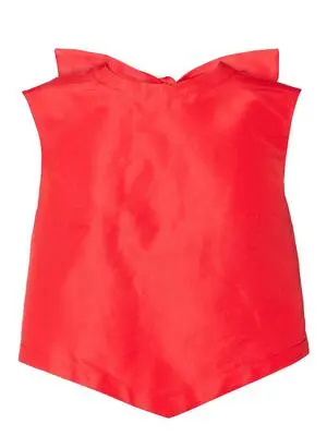 PATOU Bow-detail Faille Crop Top - Red