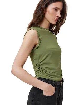 ALLSAINTS AllSaints Sleeveless Ruched Tank Top Grass Green