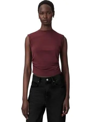 ALLSAINTS Sleeveless Ruched Tank Top - Red