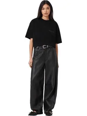 ALLSAINTS AllSaints Underground Etta Oversized T-Shirt Jet Black/leopard
