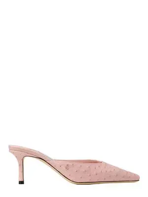 JIMMY CHOO Vivi 65 Ostrich Leather Mules - Pink