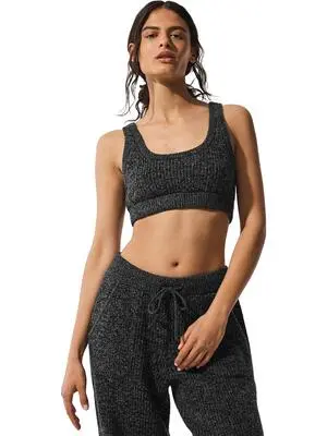 Alo Yoga Marl Sweater Bra Top - Black Marl