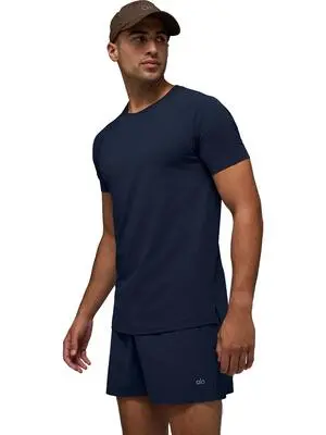 Alo Yoga Vapor Crewneck Short Sleeve Top - Navy