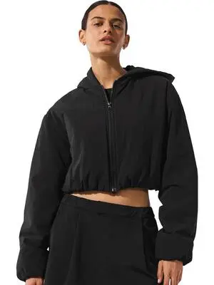 Alo Yoga Cropped Full-zip Hoodie - Black