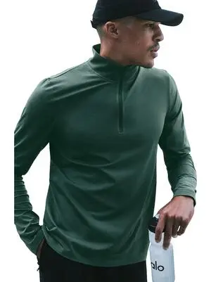 Alo Yoga Conquer 1/4 Zip Reform Long Sleeve Top - Clover Green