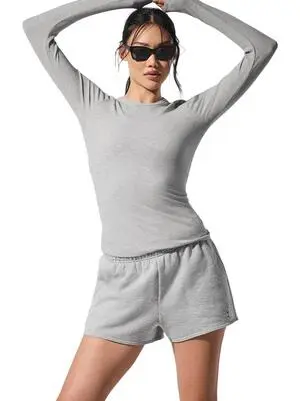 Alo Yoga Ribbed Modal Long Sleeve Top Athletic Heather Grey