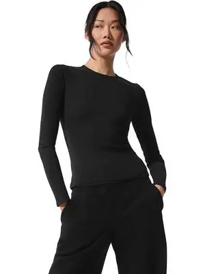 Alo Yoga Ribbed Modal Long Sleeve Top Black