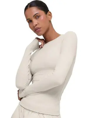 Alo Yoga Ribbed Modal Long Sleeve Top Bone