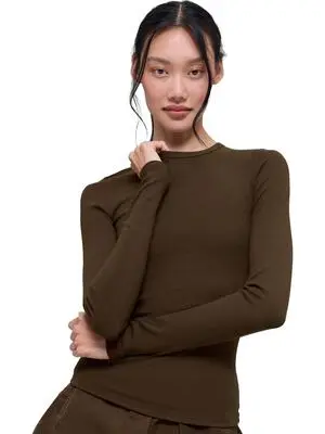 Alo Yoga Ribbed Modal Long Sleeve Top Espresso