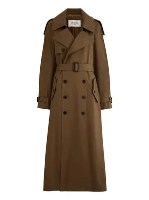 Saint Laurent Double-breasted Cotton-twill Trench Coat - Brown