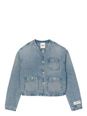 Sandro Round-neck Denim Jacket - Bleus