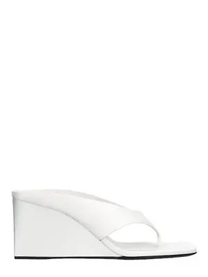 AZZEDINE ALAIA Tong 75 Satin Wedge Mules - White