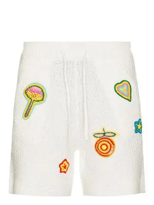 Casablanca Crochet Shorts With Patches - White