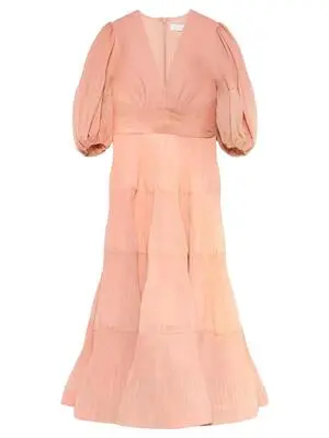 Zimmermann Pleated Midi Dress - Pink