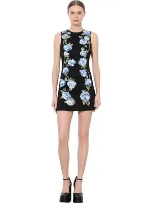 Alice + Olivia Clyde Mini Dress - Black / Floral / Multicolor