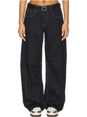 Lioness Renacida Jeans Low Rise Wide Leg Denim - Dark Denim