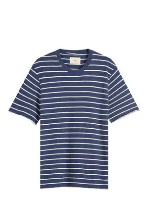 Folk Textured Stripe T-shirt - Soft Navy/ecru