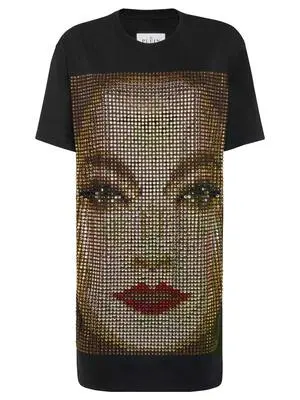 Philipp Plein Rhinestone-embellished Jersey Dress - Black