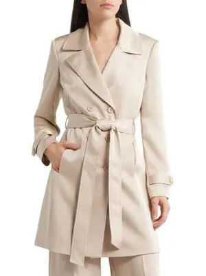 TAHARI ASL Satin Trench Coat - Sand