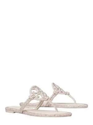 Tory Burch Miller Knotted Crystal Flip Flop Pearl
