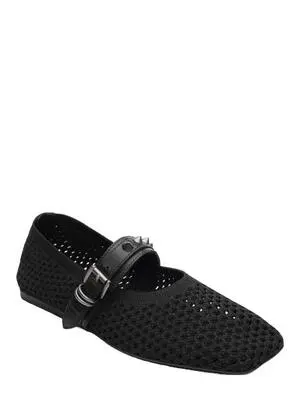 Ash Bijoux Studded Mary Jane Flat - Black