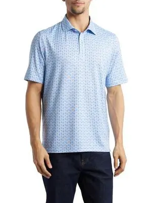 Johnston & Murphy Xc4® + Cool Degree™ Mini Martini Print Performance Golf Polo Blue Multi