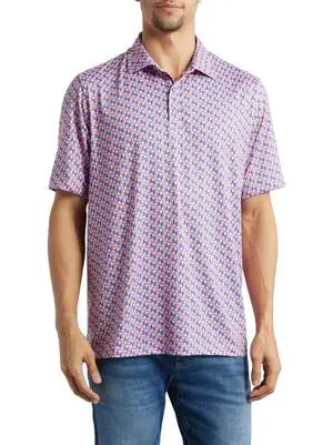 Johnston & Murphy Xc4® + Cool Degree™ Mini Martini Print Performance Golf Polo Pink Multi