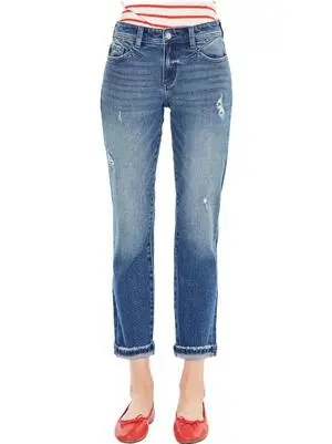 KANCAN Usa Evelin Mid-rise Cropped Straight Jeans - Dark Wash