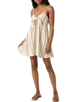 O'Neill Natalya Stripe Tie Front Cotton Dress - Tapioca