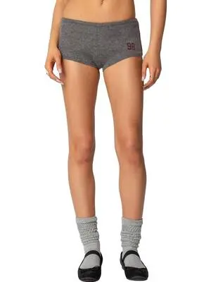 EDIKTED Heart Knit Micro Shorts - Gray