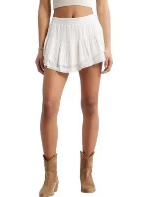 Bp. BP. Lace Trim Ruffle Skort White Blanc