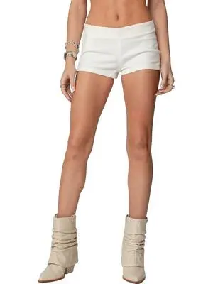 EDIKTED Dinah Denim Micro Shorts - White