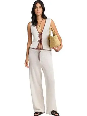 Onia Linen Knit Drawstring Pant Egret/cppuccino