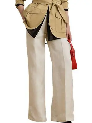 Ralph Lauren Linen-blend Twill Wide-leg Pants - Mascarpone Cream
