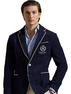 Ralph Lauren Ralph Lauren Hand-Tailored Embroidered Terry Blazer Classic Chairman Navy