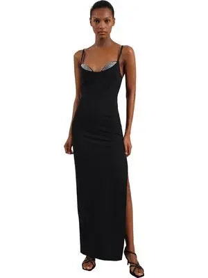 Good American Crystal-trim Maxi Dress - Black