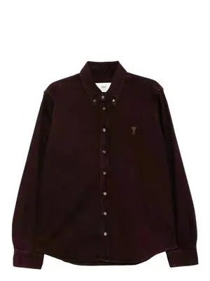 Ami Logo-embroidered Shirt - Red